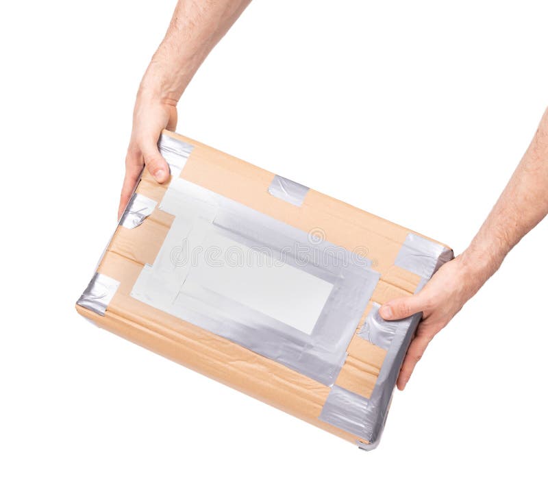 Receiving a Package, Blank Label Stock Photo - Image of courier ...