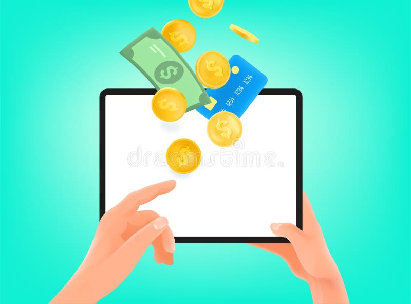Receiving or Send Money Via Modern Tablet Stock Vector - Illustration ...