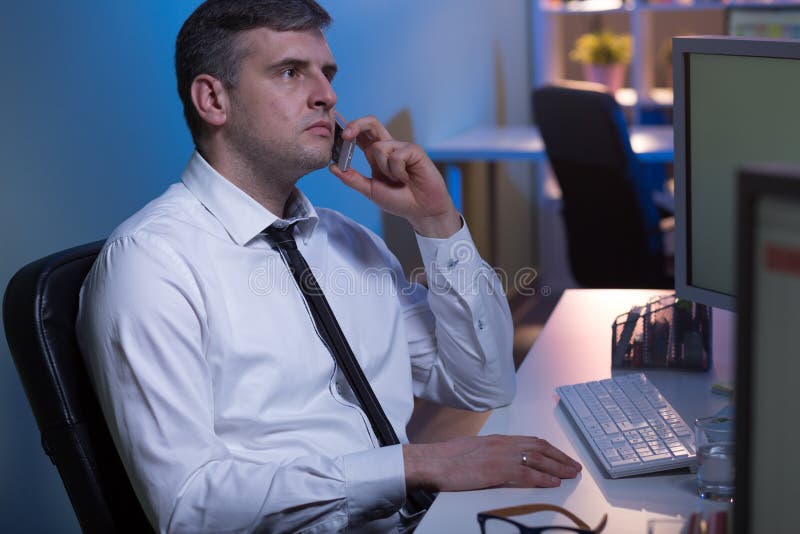 Receiving an urgent call stock image. Image of thinking - 74655687