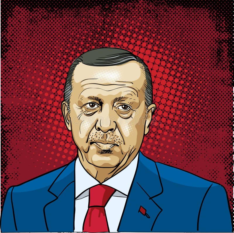 Recep Tayyip Erdogan Portrait, Line Art Illustration Vector Editorial ...