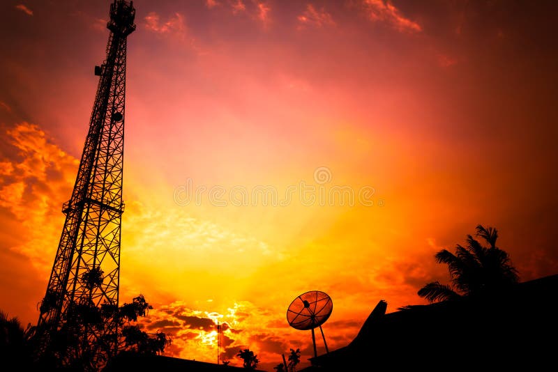 Reception Antenna and Satellite Dish Stock Photo - Image of broadcast ...