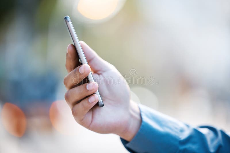 Reception Anywhere, Anytime. a Businessman Using a Smartphone To Send a ...