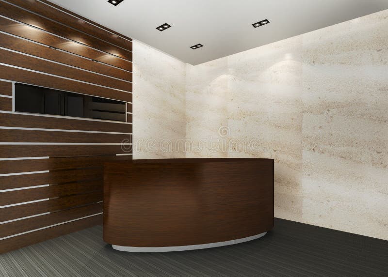 Office Entrance Area with Reception Counter Stock Illustration ...
