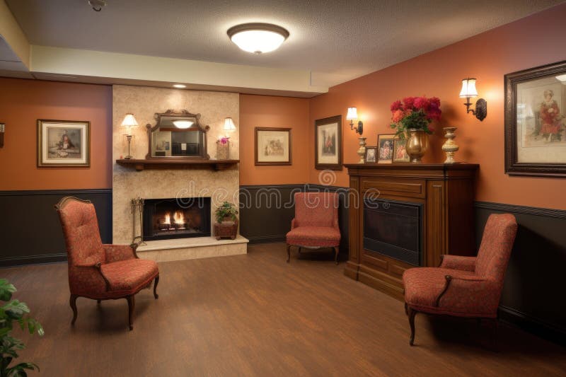 Reception Area with Cozy Seating and Fireplaces To Create Warm and ...
