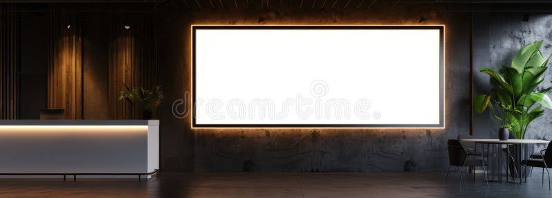 Spacious Reception Area with Large White Screen Stock Photo - Image of ...