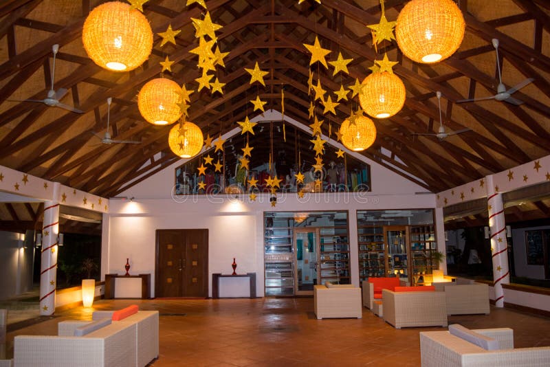 Reception area at hotel stock photo. Image of year, maldives - 63641484
