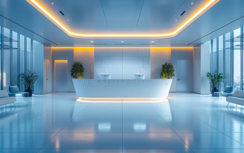 Reception Area in Modern Office Building Stock Image - Image of company ...