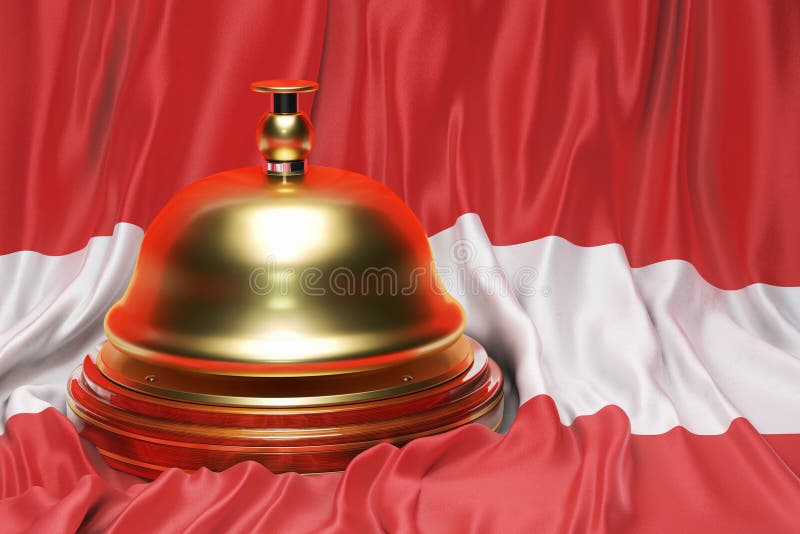 Reception Bell on the Austrian Flag Background, 3D Rendering Stock ...