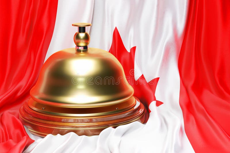 Reception Bell on the Canadian Flag Background, 3D Rendering Stock ...