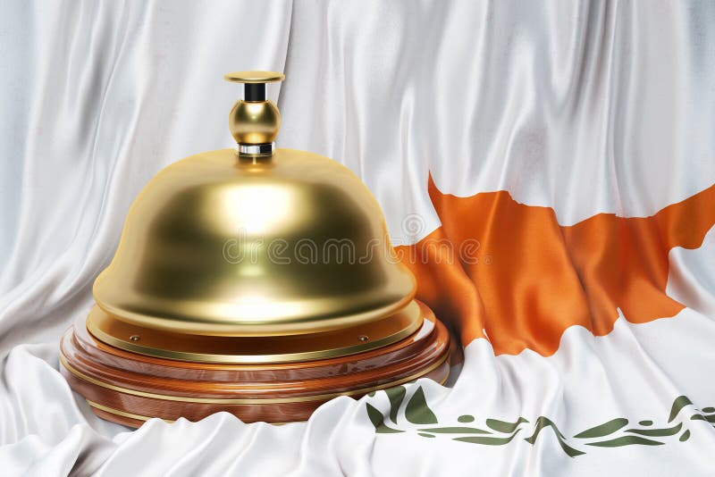 Reception Bell on the Cypriot Flag Background, 3D Rendering Stock ...