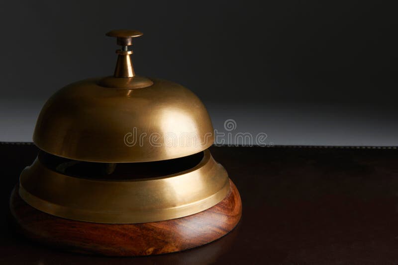 Reception Bell on Dark Background Stock Image - Image of still, service ...