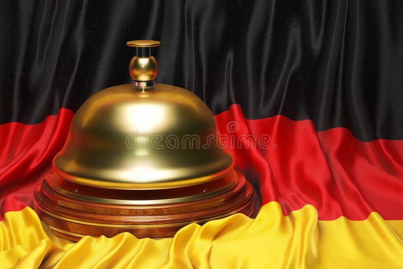 Reception Bell on the German Flag Background, 3D Rendering Stock ...