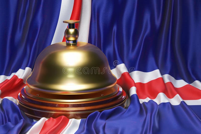 Reception Bell on the Icelandic Flag Background, 3D Rendering Stock ...