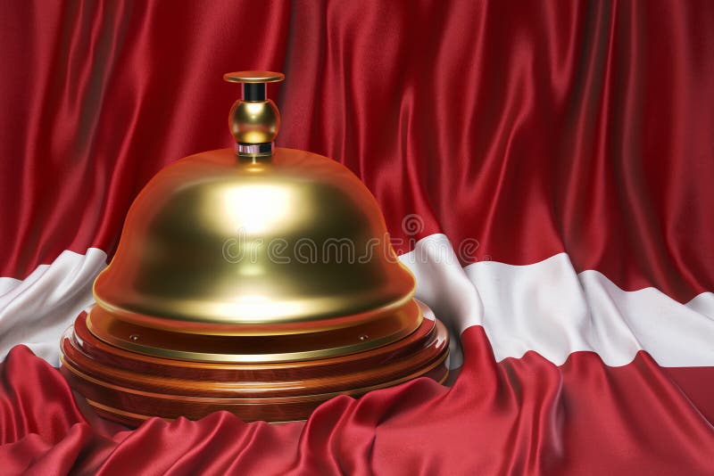 Reception Bell on the Latvian Flag Background, 3D Rendering Stock ...