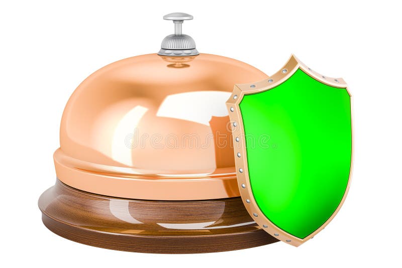 Reception Bell with Shield, 3D Rendering Stock Illustration ...