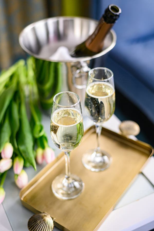 Reception and Champagne in Hotel Room Stock Photo - Image of drink ...