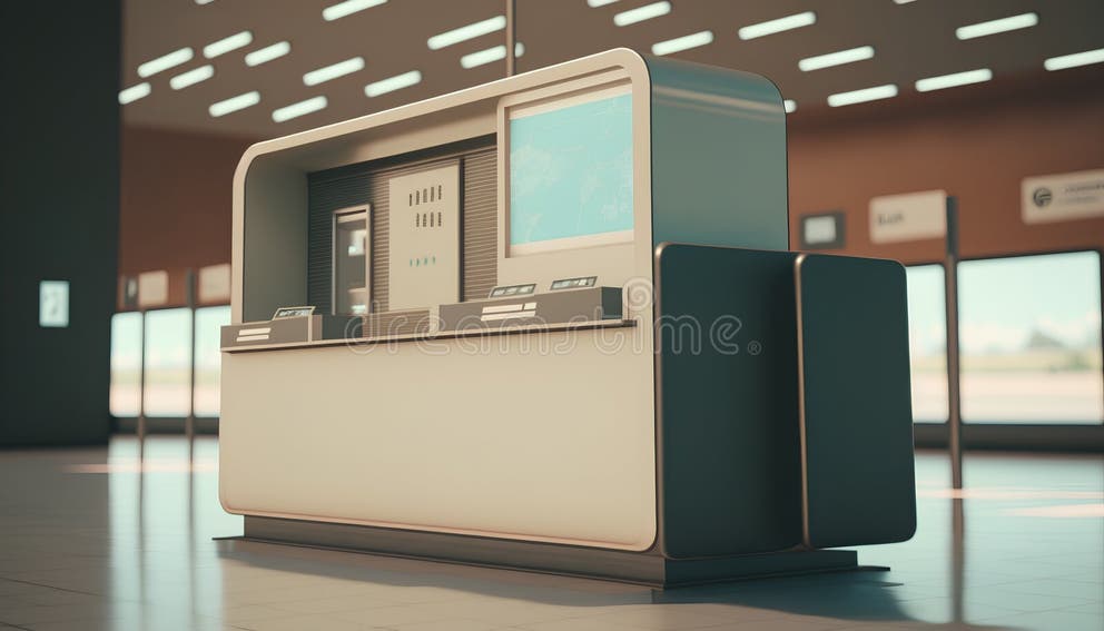 Reception Counter in the Airport Terminal. 3d Render Illustration Stock ...