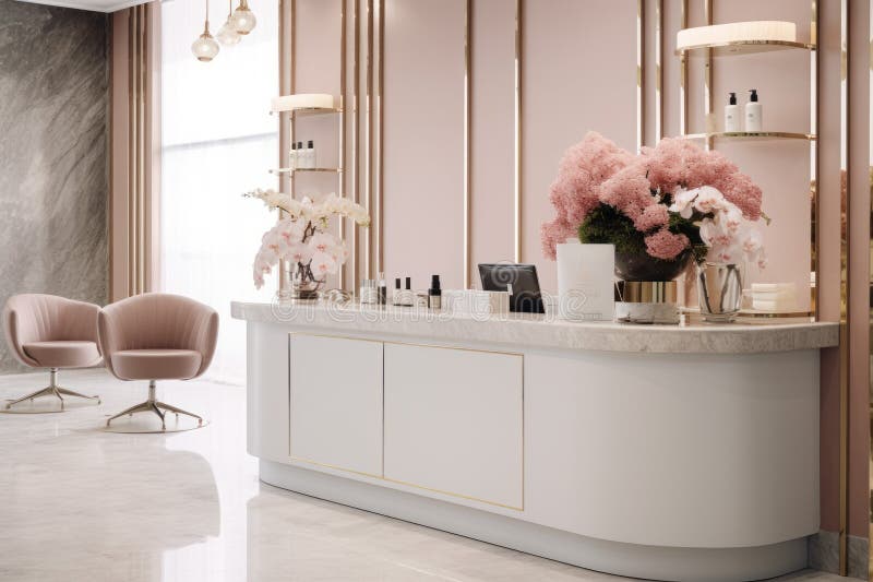Reception Counter Beauty Salon. Generate Ai Stock Illustration ...