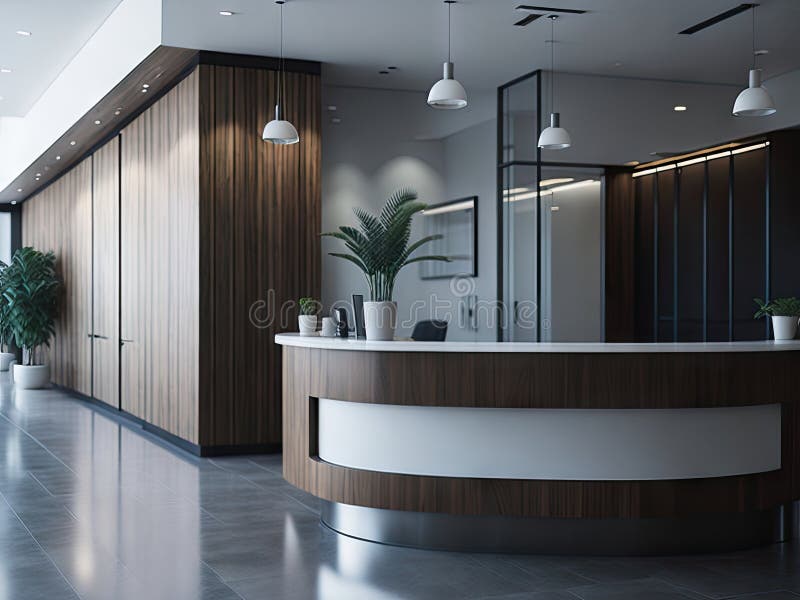 Reception Counter Lobby Area Interior Design. Ai Generative Stock ...