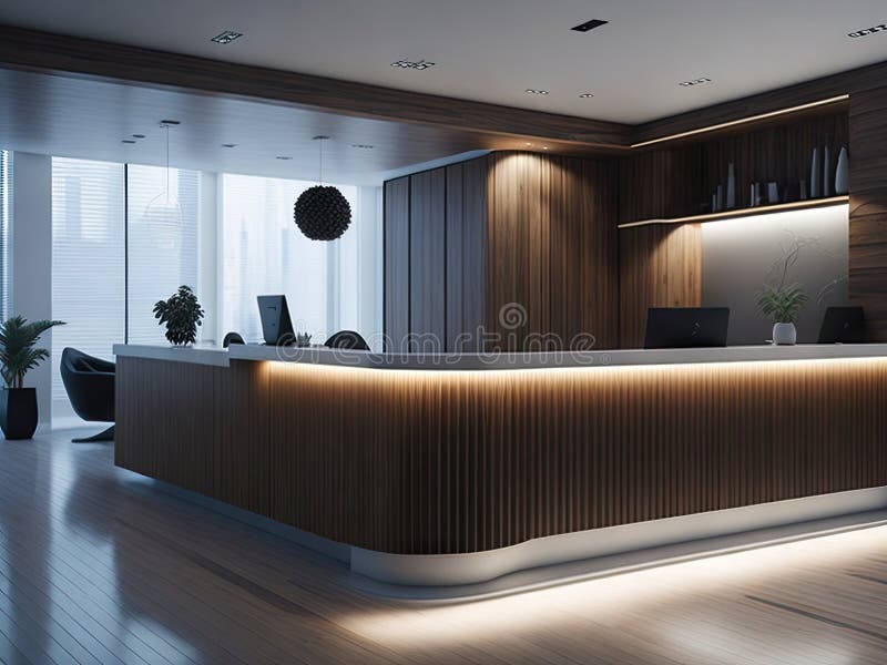 Reception Counter Lobby Area Interior Design. Ai Generative Stock ...