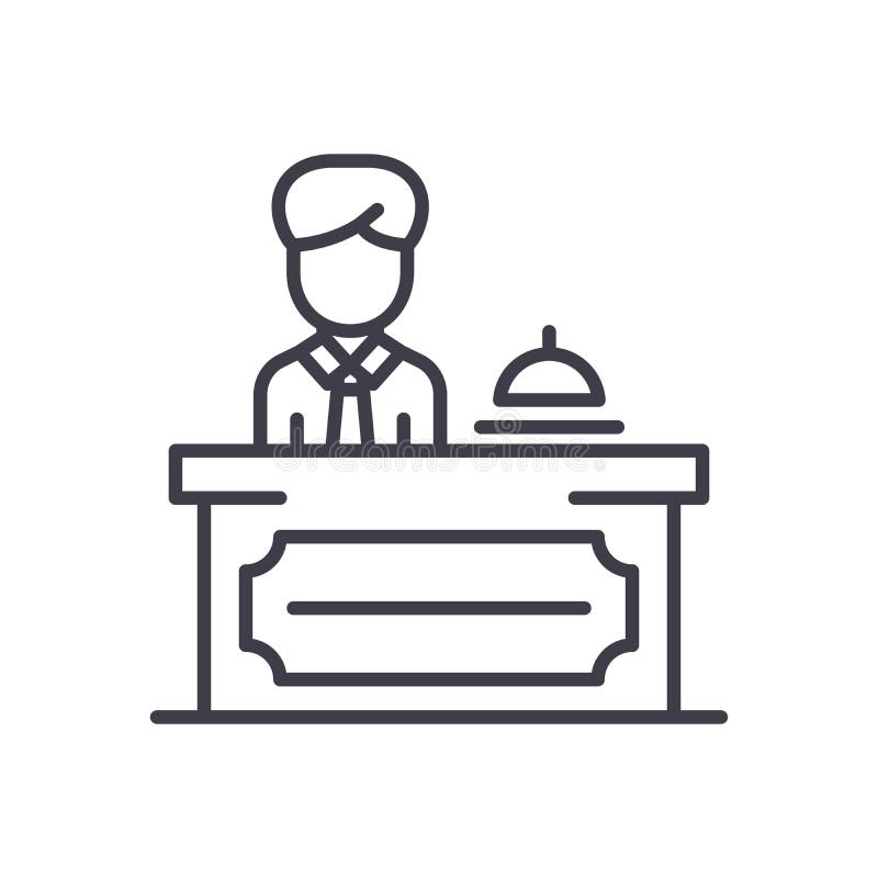 Reception Desk Black Icon Concept. Reception Desk Flat Vector Symbol ...