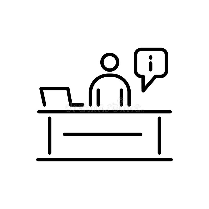 Reception Desk Business People Icon Simple Line Flat Illustration Stock ...