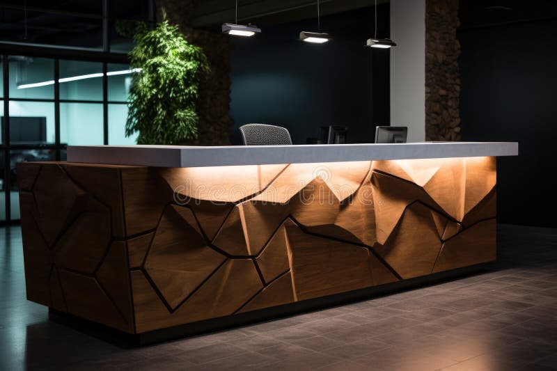 Reception Desk with the Company Logo Stock Photo - Image of service ...