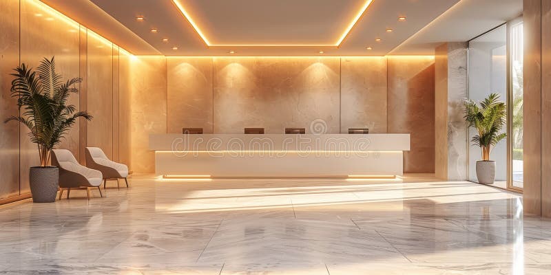 Reception Desk and Corridor Hall in Empty Modern Office Stock Image ...
