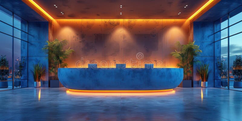 Reception Desk and Corridor Hall in Empty Modern Office Stock Image ...