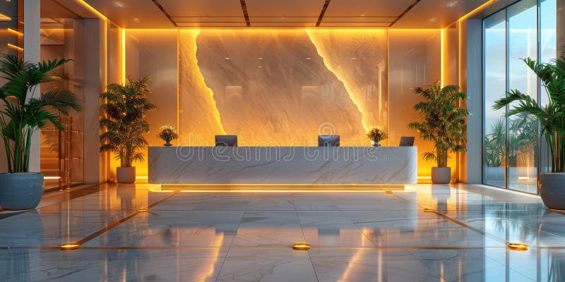 Reception Desk and Corridor Hall in Empty Modern Office Stock Photo ...