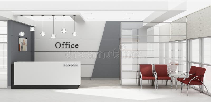 Reception Desk 3D Rendering Stock Illustration - Illustration of ...