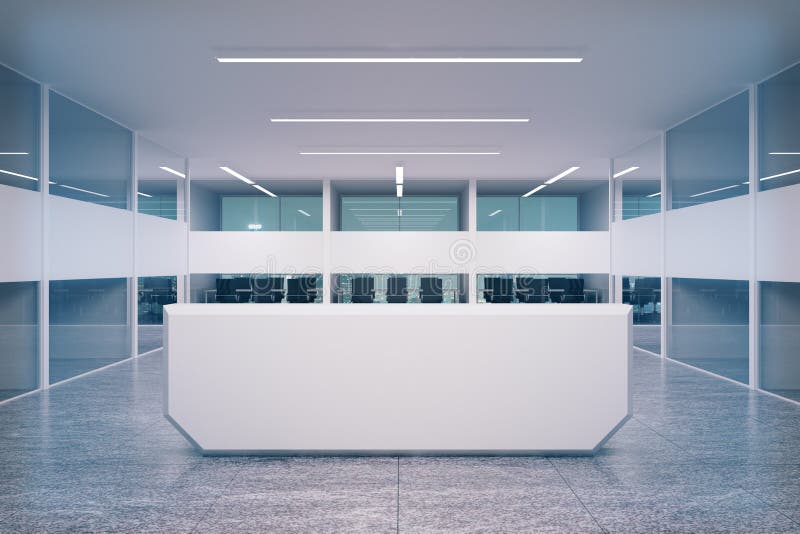 Reception Desk in Futuristic Interior Stock Illustration - Illustration ...