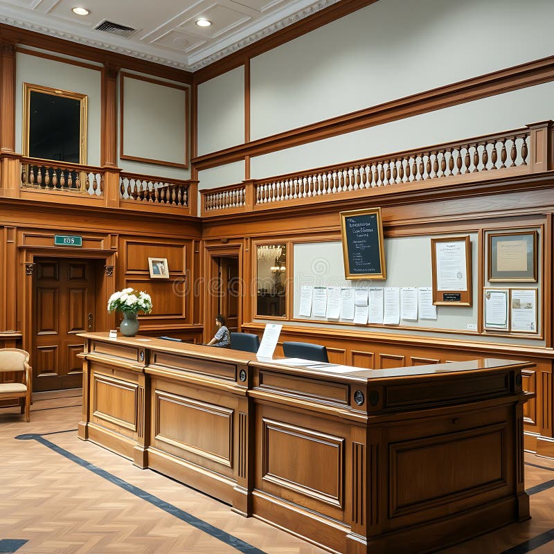 A Reception Desk in a Government Building Featuring Solid Oak Wood ...