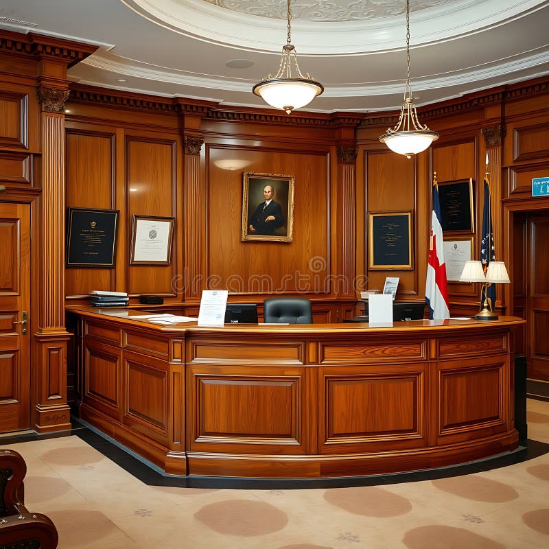A Reception Desk in a Government Building Featuring Solid Oak Wood ...