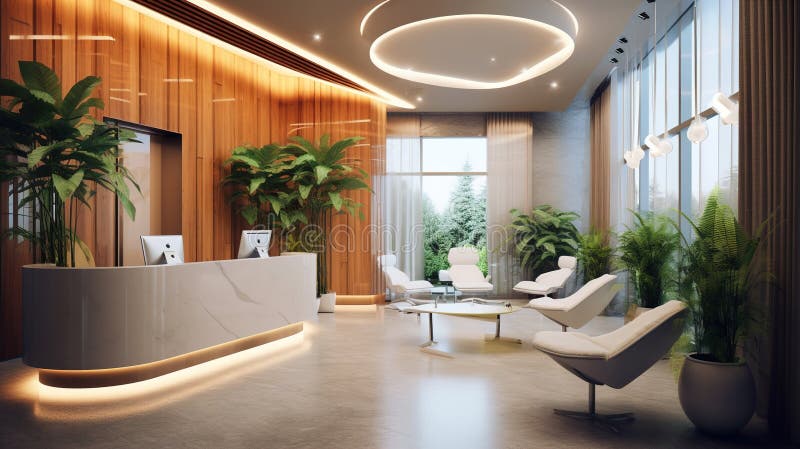 Reception Desk in the Hall of the Office. Generative AI Stock ...