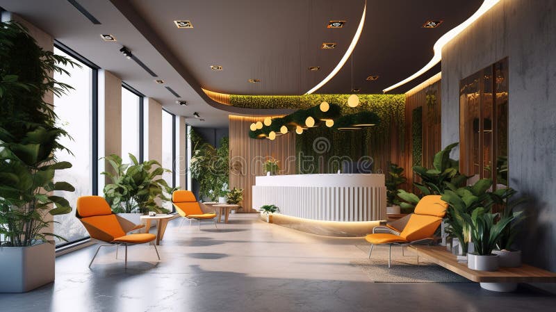 Reception Desk in the Hall of the Office. Generative AI Stock ...