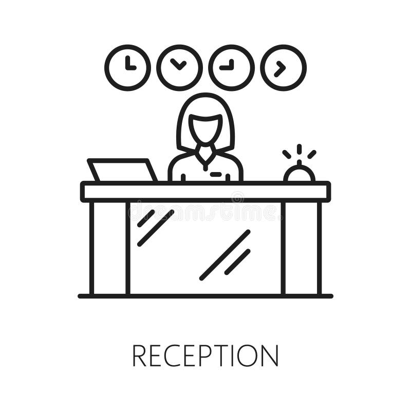 Reception Desk Icon, Customer Hotel Service, Line Stock Vector ... Reception Desk Icon, Customer Hotel Service, Line Stock Vector ...