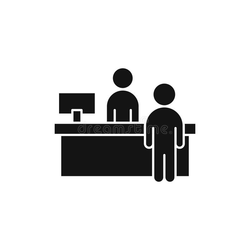 Reception Desk Icon Symbol on White Background Stock Illustration ... Reception Desk Icon Symbol on White Background Stock Illustration ...