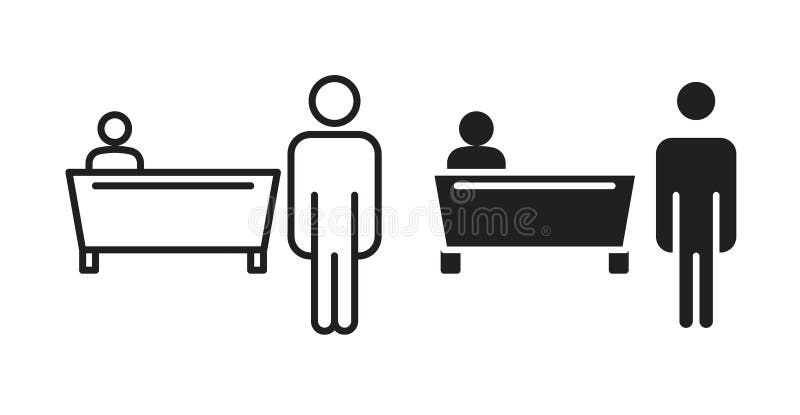 Reception Desk Thin Line Icon Set Stock Vector - Illustration of reservation, travel: 329353496