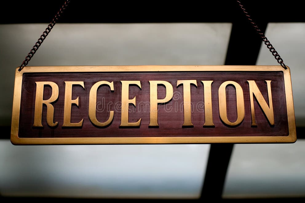 Reception desk label stock image. Image of desk, caption - 4121729