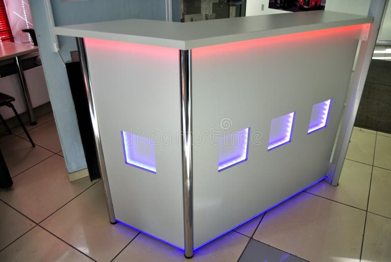 Reception Desk with Led Light Stock Photo - Image of construction ...