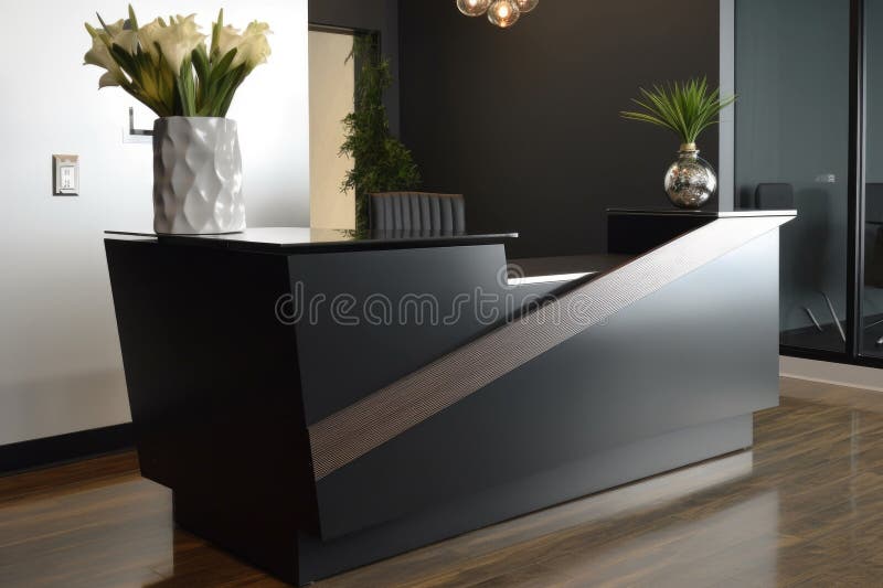 Reception Desk with Modern Design and Clean Lines, Featuring Sleek ...