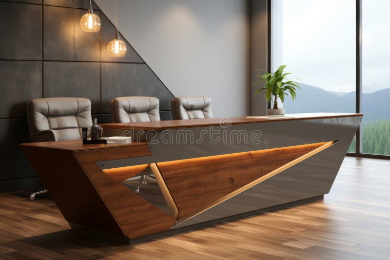 Reception Desk in a Modern Office Interior Stock Image - Image of space ...