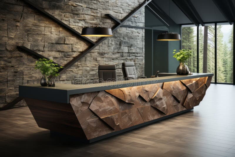 Reception Desk in a Modern Office Interior Stock Illustration ...