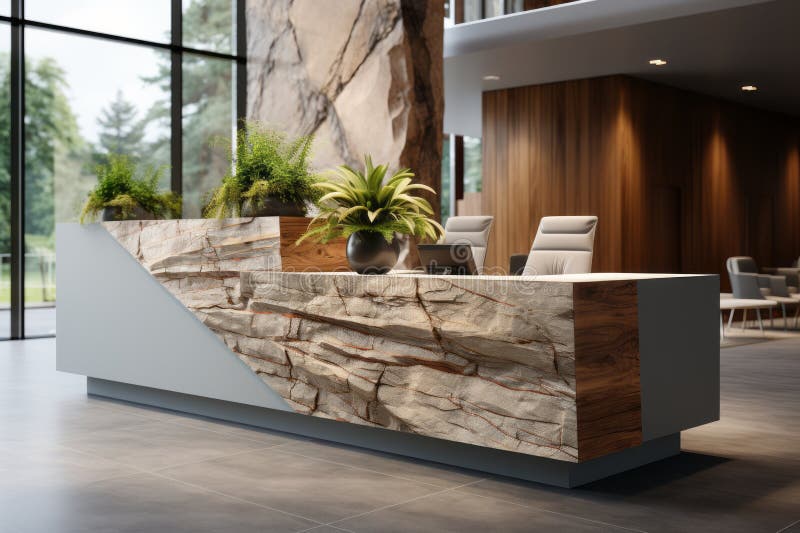 Reception Desk in a Modern Office Interior Stock Illustration ...