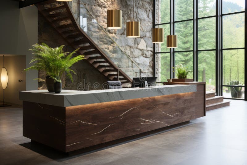 Reception Desk in a Modern Office Interior Stock Illustration ...