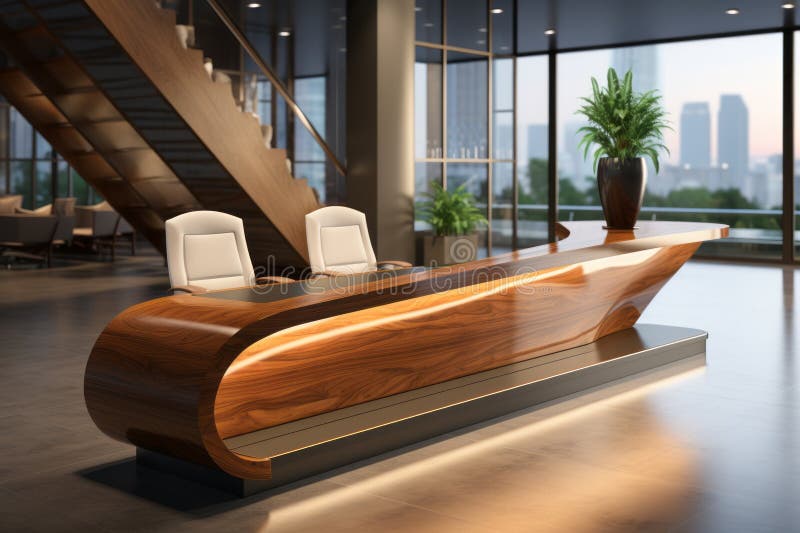 Reception Desk in a Modern Office Interior Stock Illustration ...