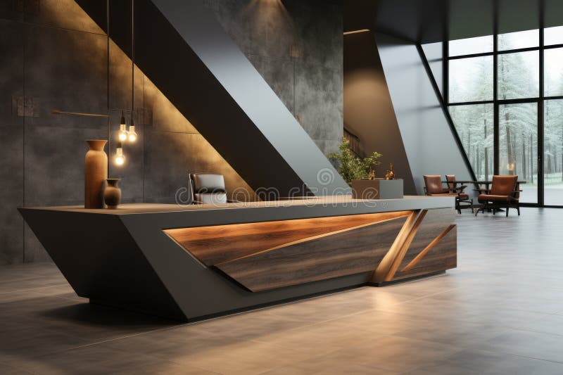 Reception Desk in a Modern Office Interior Stock Image - Image of ...