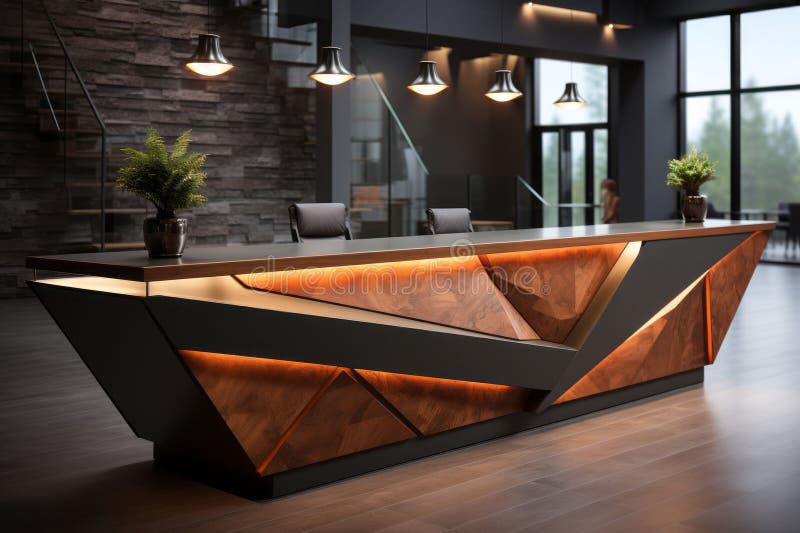 Reception Desk in a Modern Office Interior Stock Image - Image of ...