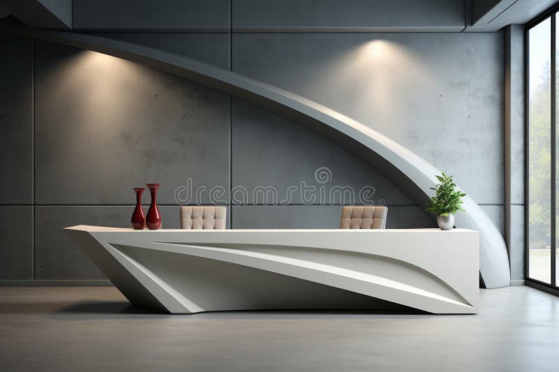 Reception Desk in a Modern Office Interior Stock Illustration ...